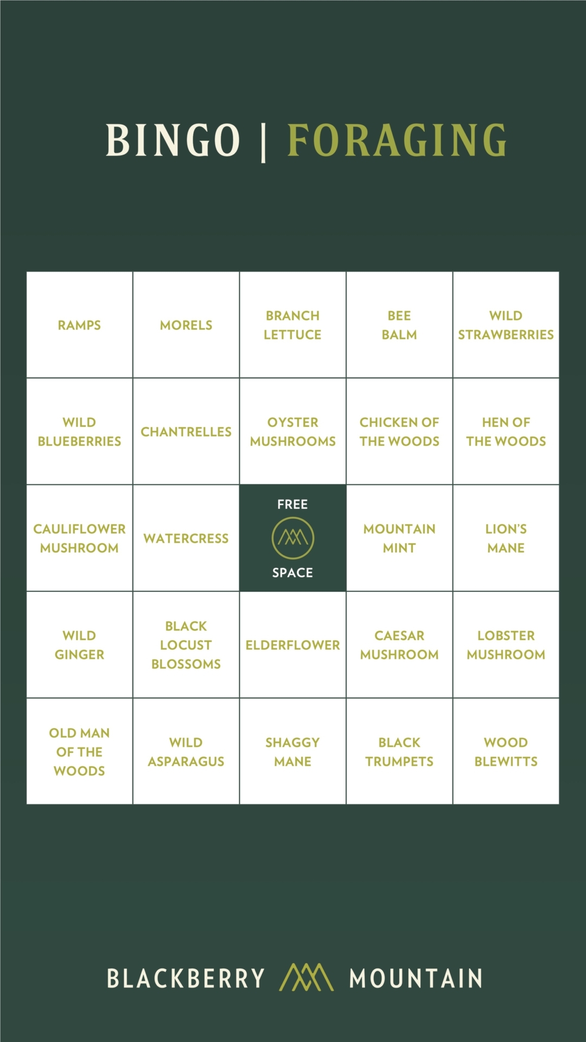 Foraging BINGO | Blackberry Magazine